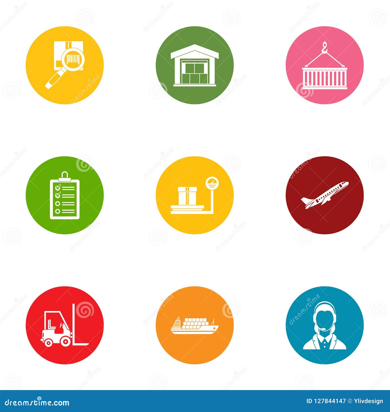 Loader Staff Icons Set, Flat Style Stock Vector - Illustration of ...