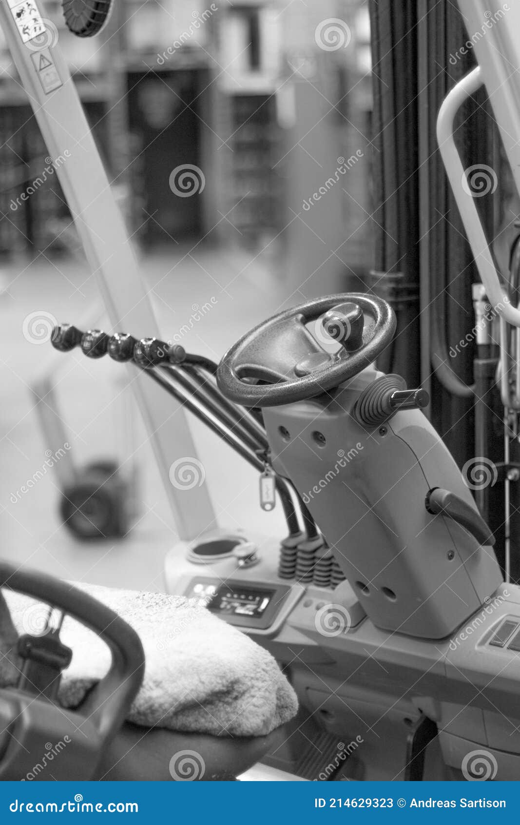 Loader Steering with Control Levers.black and White.Loader Steering ...