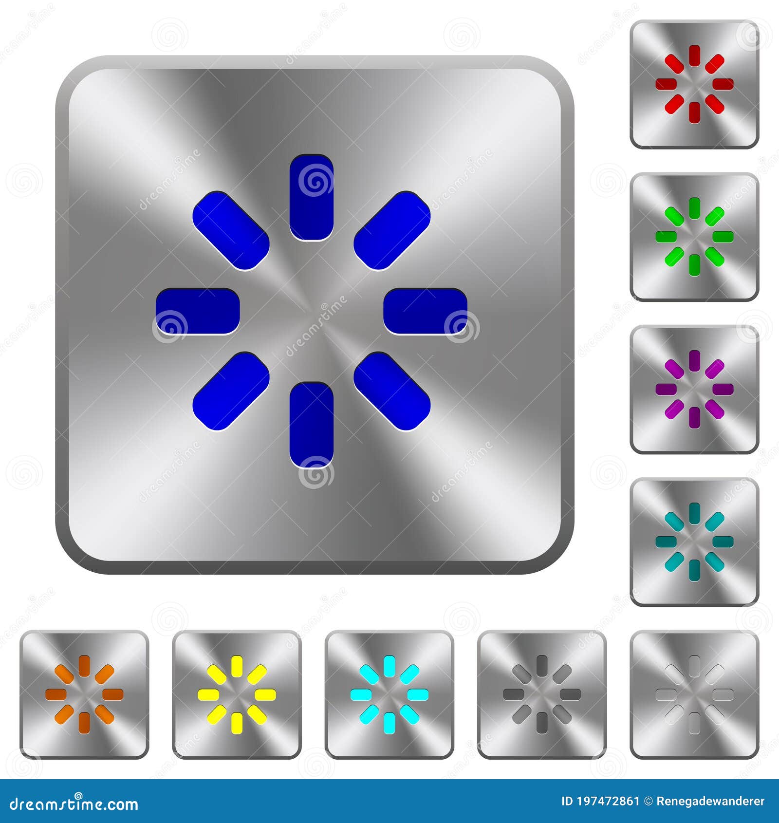 Loader Symbol Rounded Square Steel Buttons Stock Vector - Illustration ...