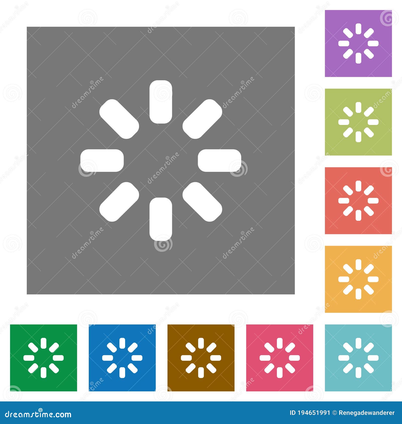 Loader Symbol Square Flat Icons Stock Vector - Illustration of ...