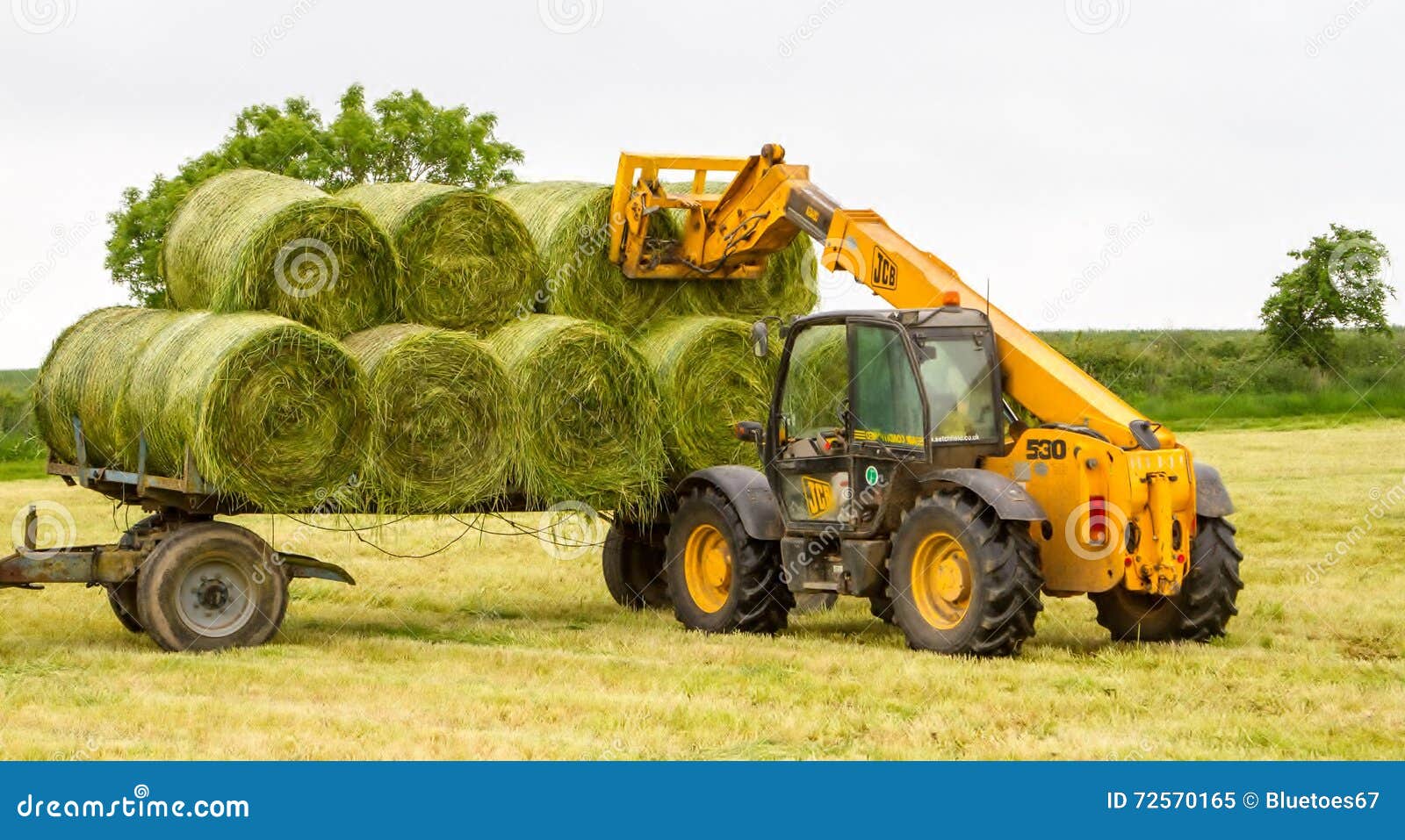 Loader Tractor Moving a Round Bale from Field Editorial Image - Image ...