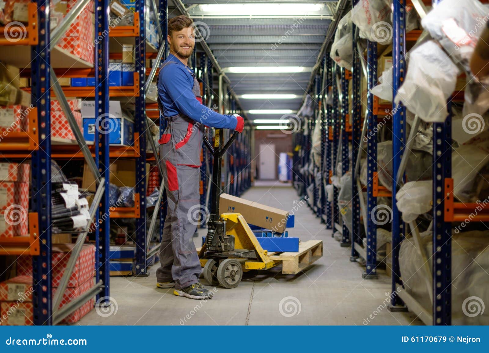 Loader Using Hand Pallet Truck Stock Photography | CartoonDealer.com ...