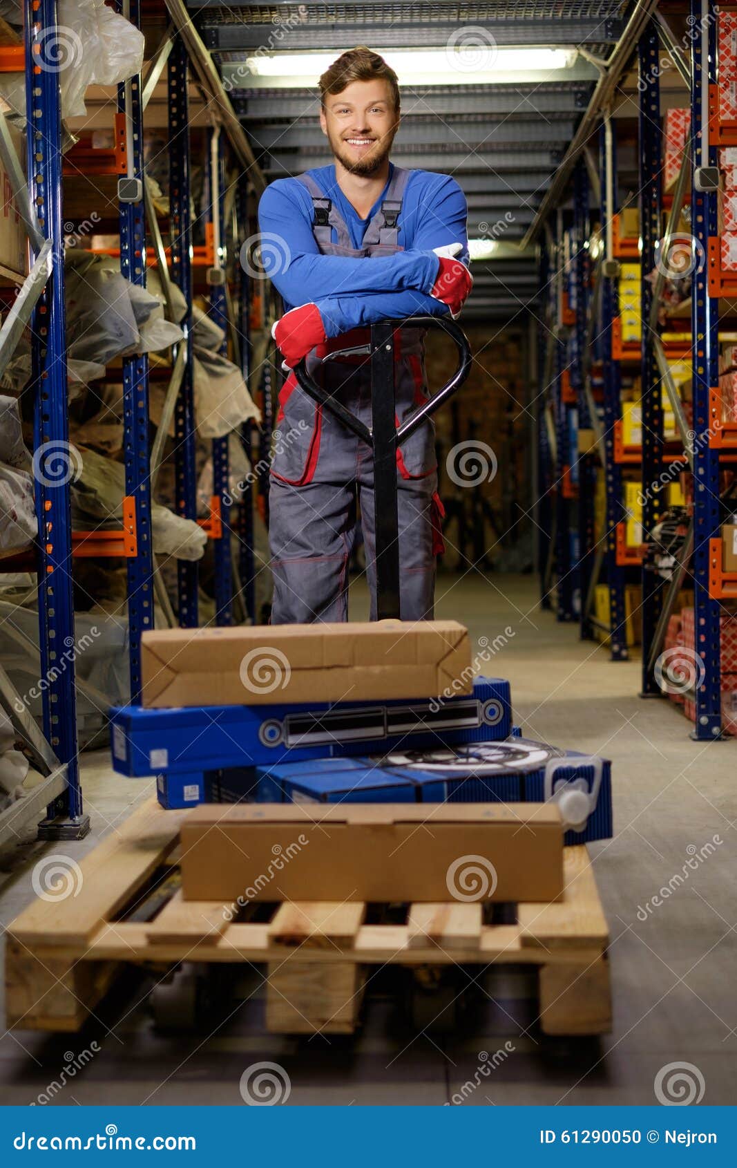 Loader Using Hand Pallet Truck Stock Photography | CartoonDealer.com ...