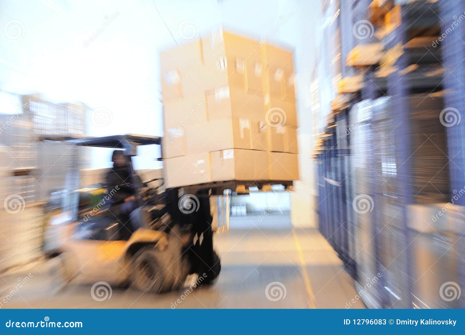 Loader in a warehouse stock image. Image of picking, moving - 12796083