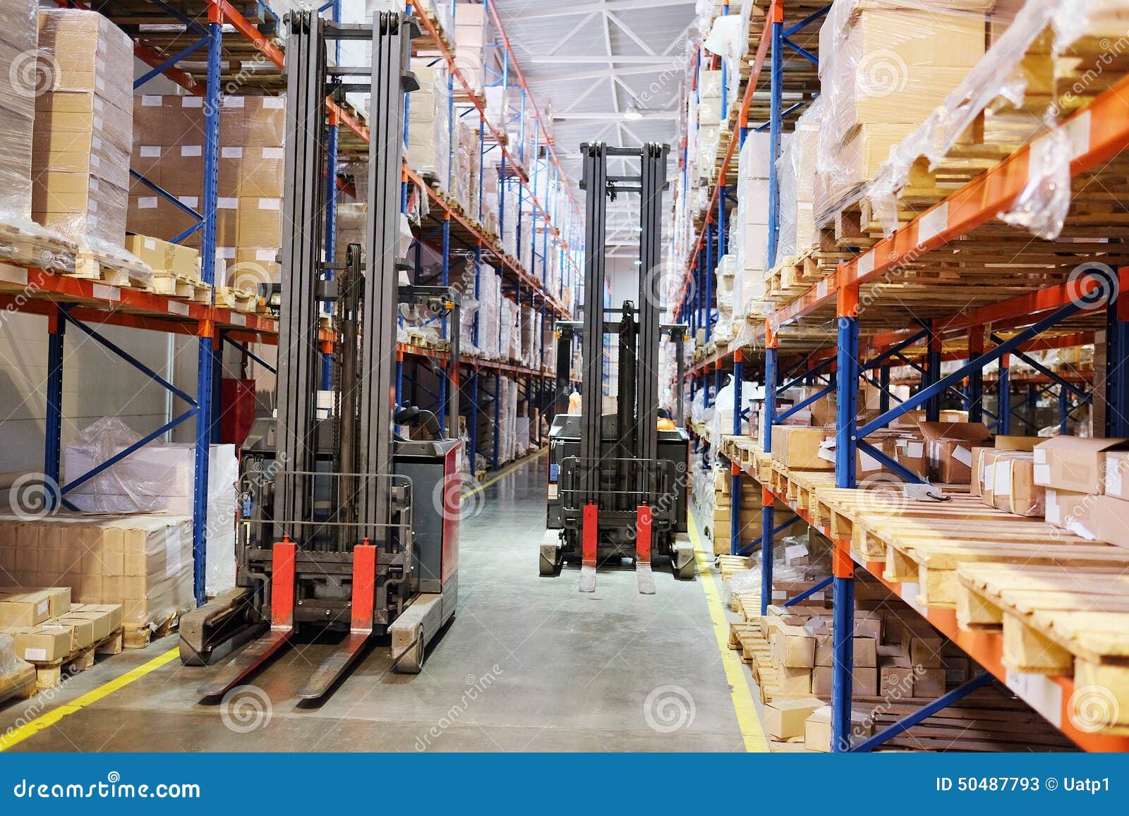 Loader in a warehouse stock image. Image of heavy, cargo - 50487793