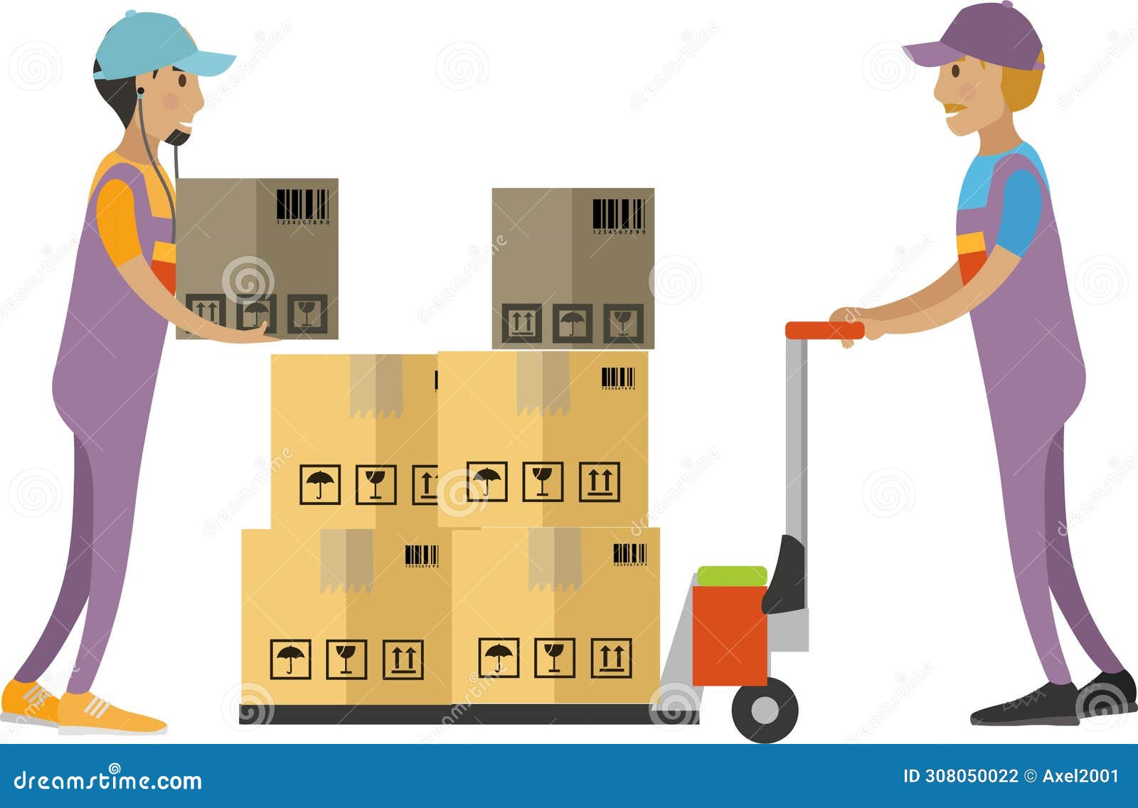 Loader Warehouse Worker Logistics Team Vector Icon Isolated on White ...