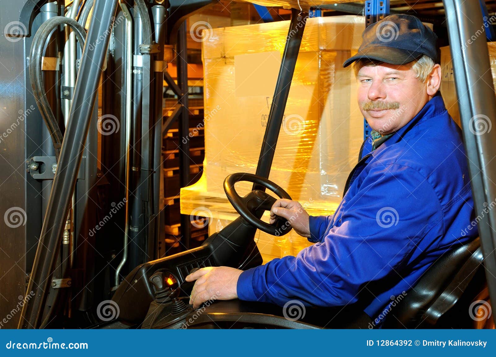 Loader worker at warehouse stock photo. Image of cardboard - 12864392