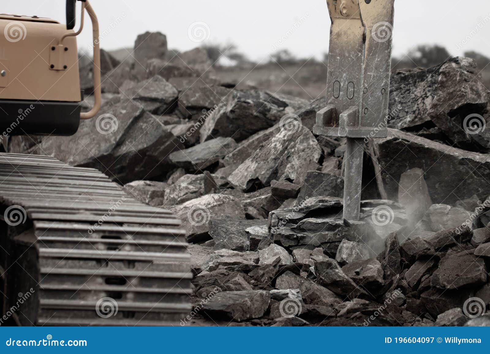 Hydraulic Hammer Breaking Stones Stock Image - Image of machine ...