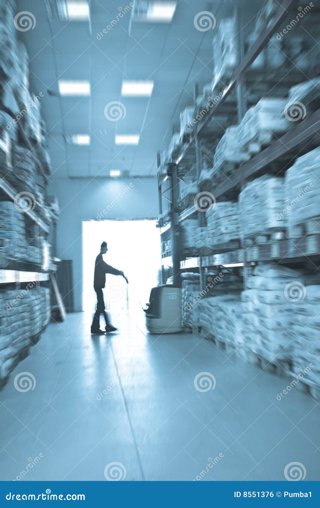 Loader Working in a Warehouse. Blur Stock Photo - Image of loading ...