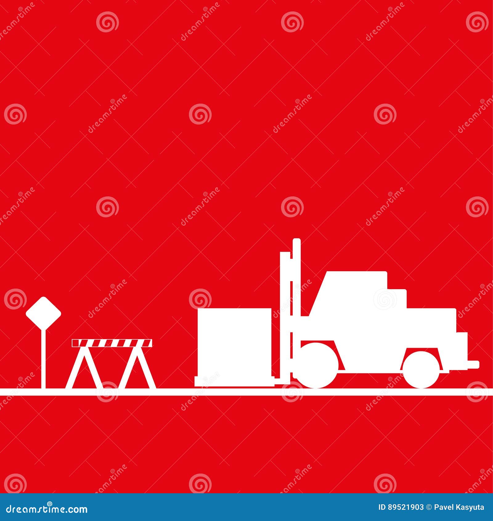 Loader in the Workplace. Vector Illustration. Red and White View Stock ...