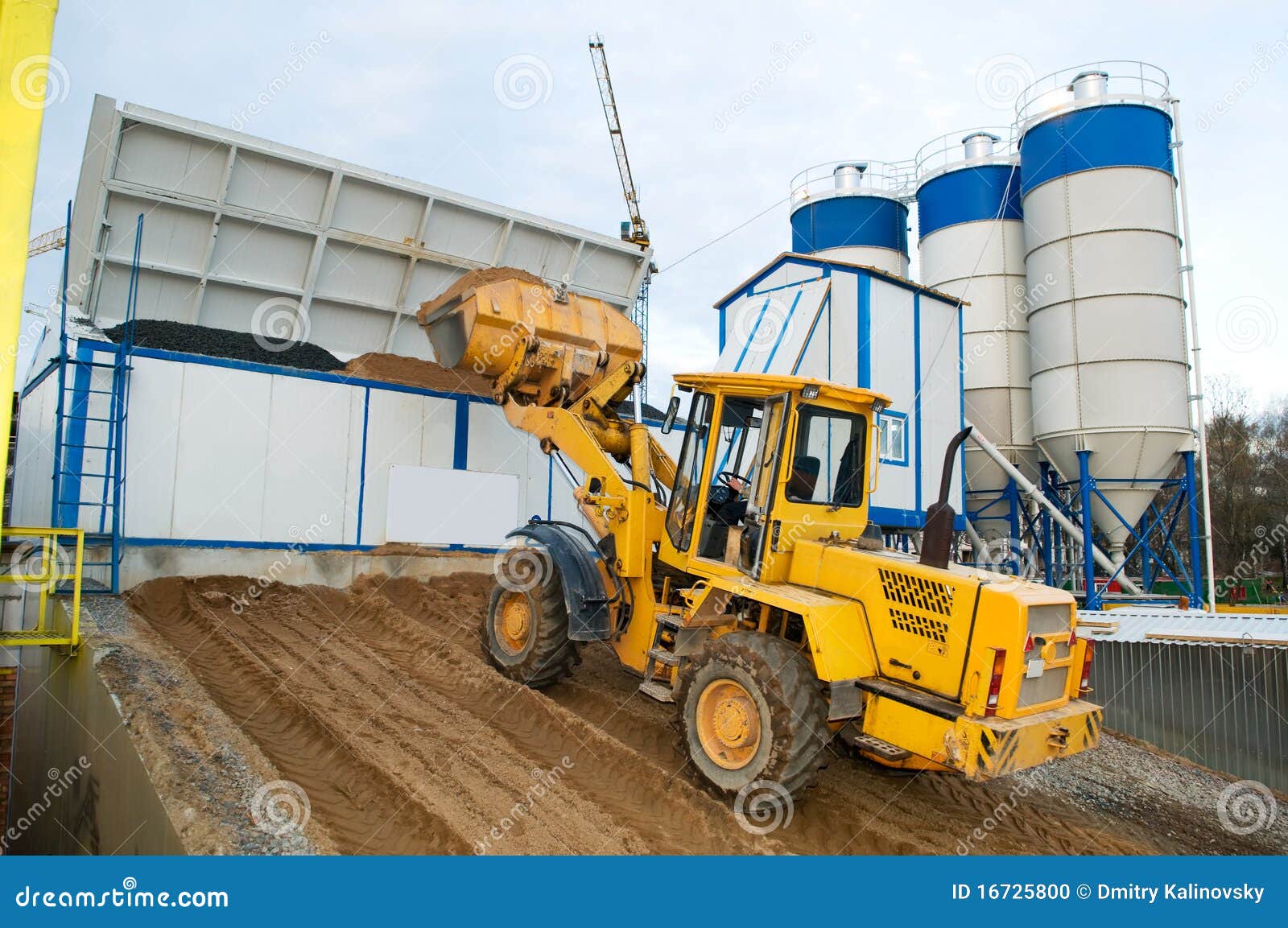 Loader Works at Concrete Plant Stock Photo - Image of cement, container ...