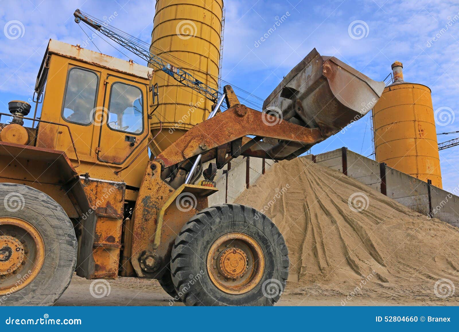 Loader Works with Gravel and Sand Stock Photo - Image of concrete ...
