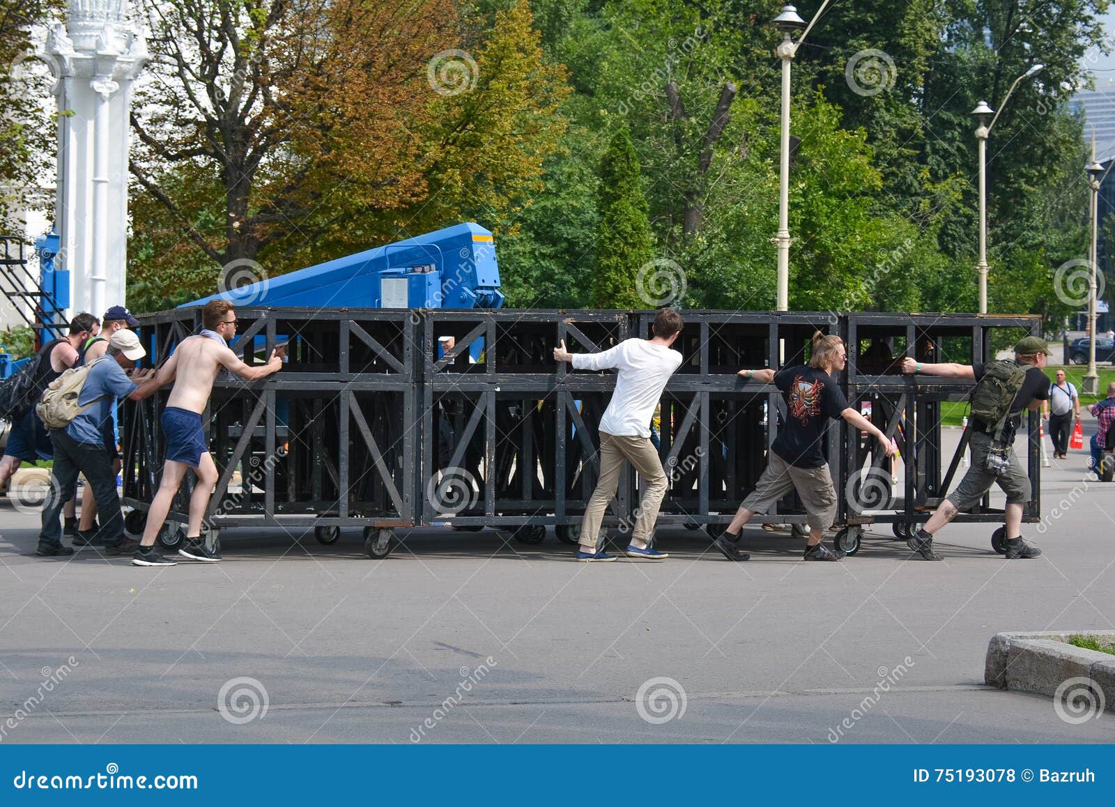 Loaders behind work editorial stock photo. Image of working - 75193078