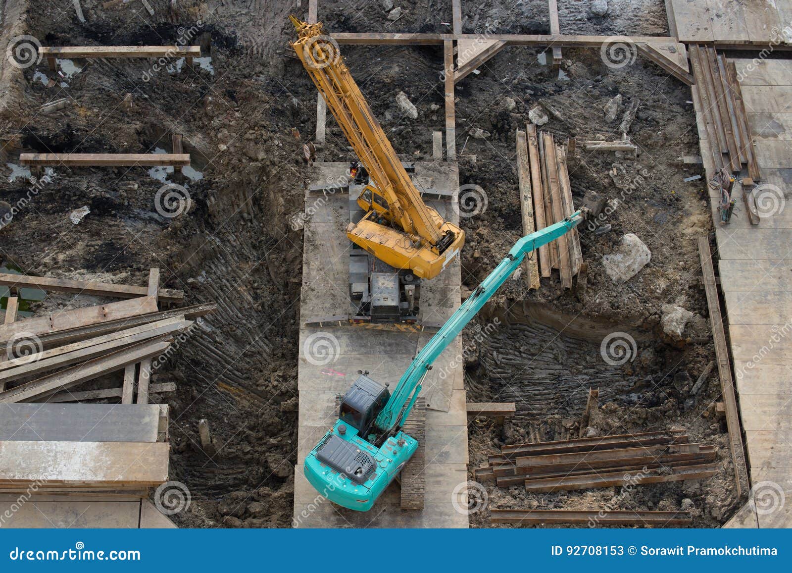 Loaders on site stock image. Image of structure, landscape - 92708153