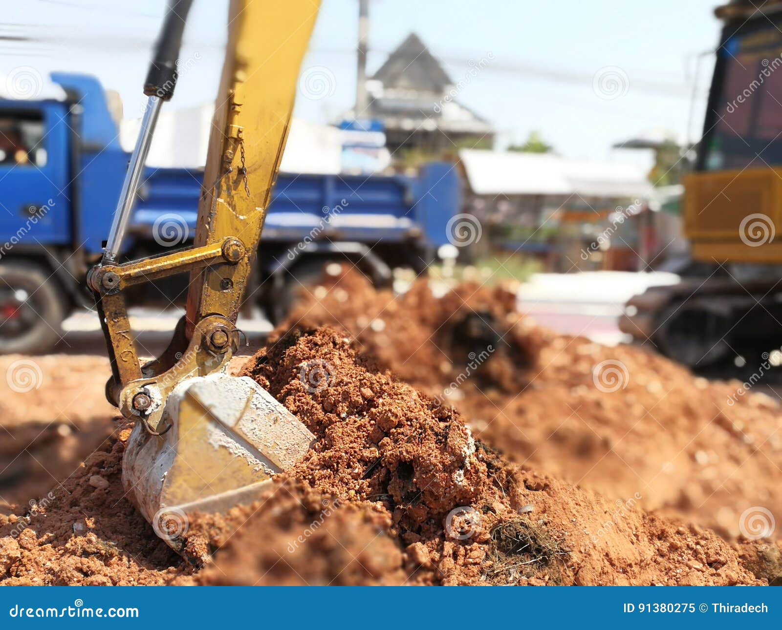 Loaders are Working in the Highway Stock Image - Image of quarry, load ...