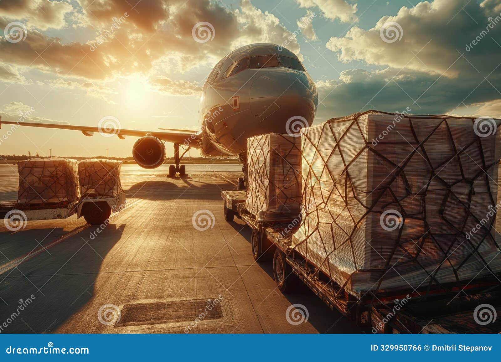 Loading Air Cargo Containers Onto Modern Freighter Jet Aircraft for Air ...