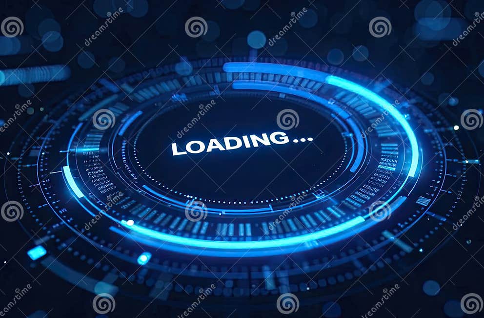 Digital Loading Animation with Futuristic Design and Glowing Effects on ...