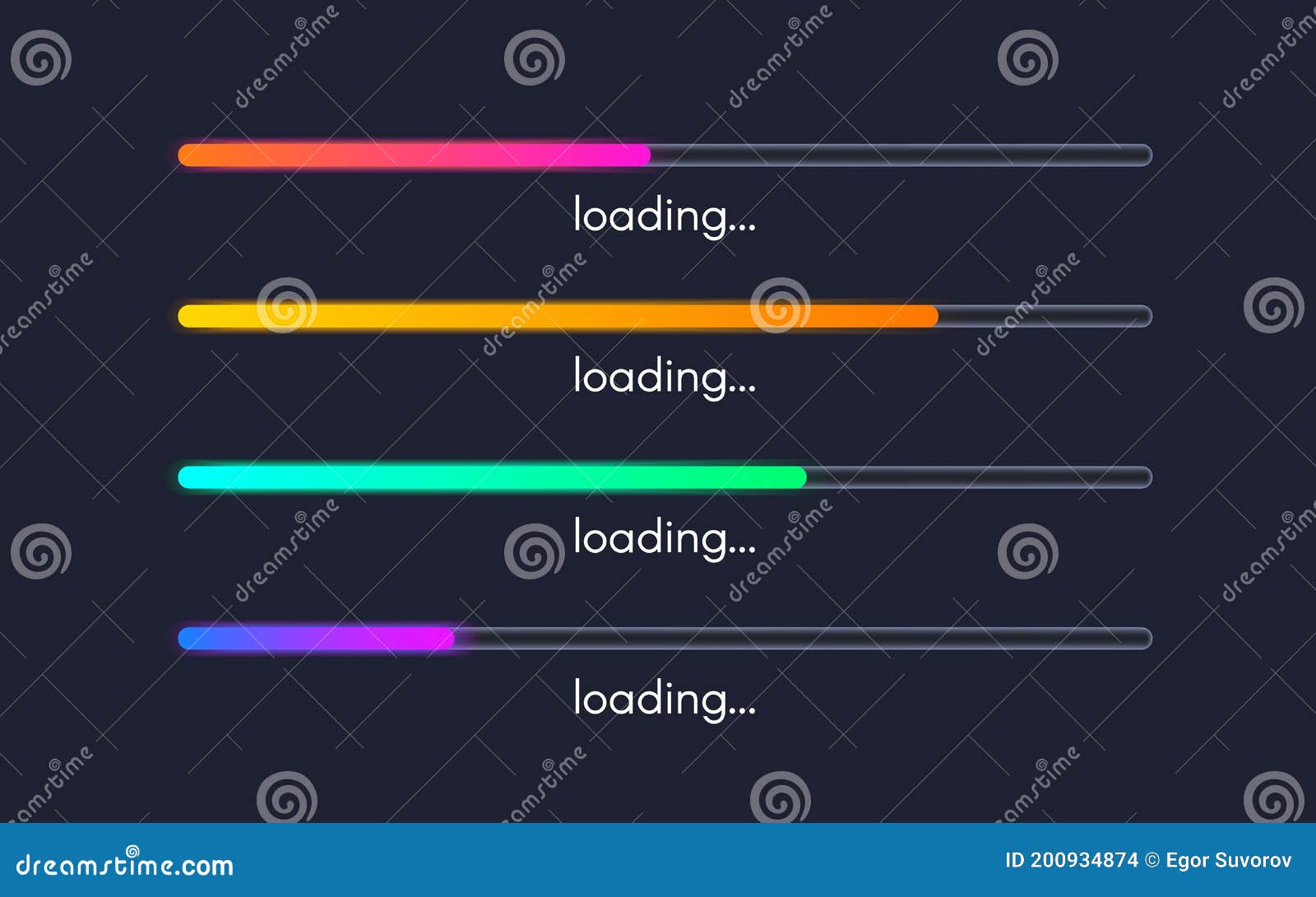 Loading Bar Collection Loading Status Set Color Progress Icons