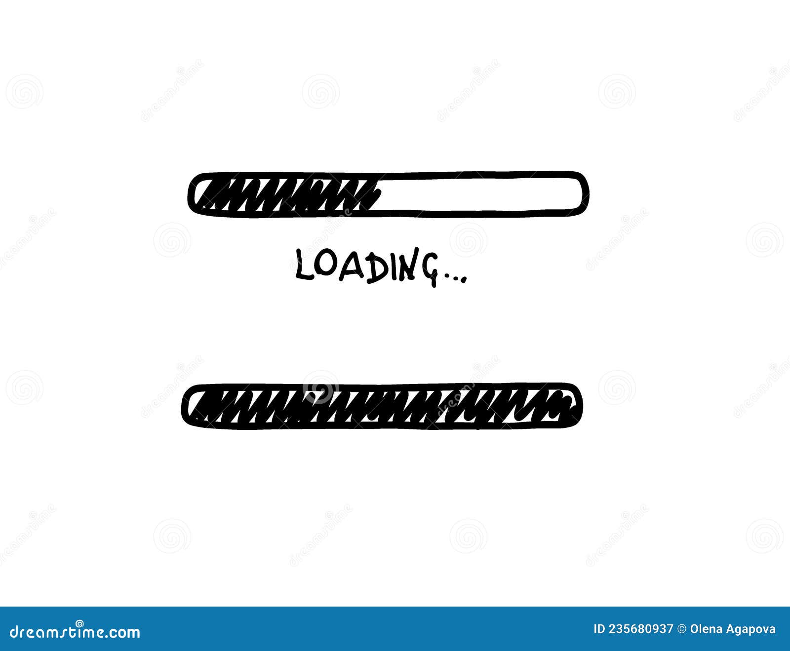 Loading Bar Doodle Icon. Progress Loading Bar. Hand Drawn Sketch ...