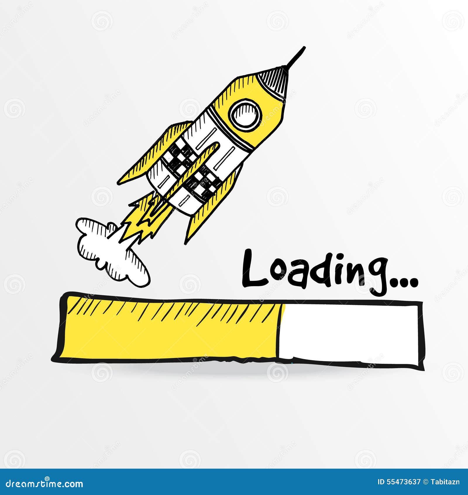 Loading Bar with a Doodle Rocket, Illustration Stock Vector ...