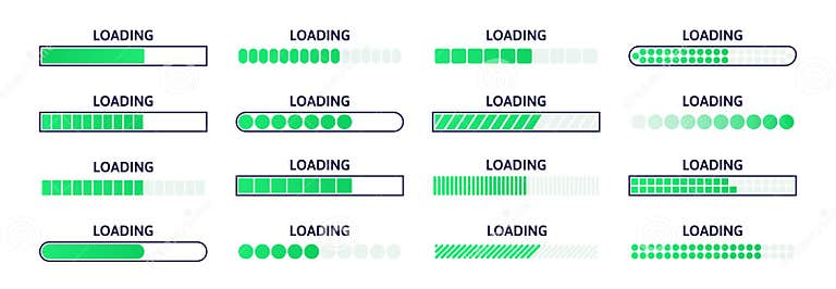 Loading Bar. Download Progress Status, Web Page Loading Scale and Upload Waiting Time Indicator ...