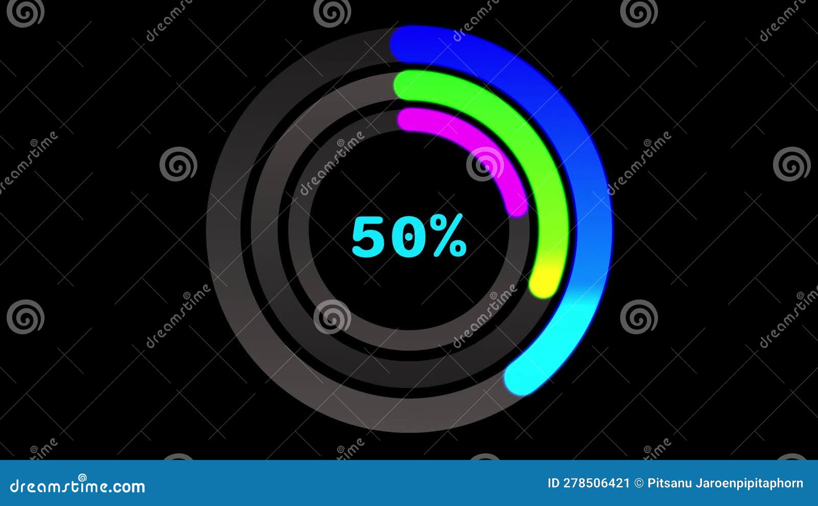 Loading Bar Downloading Progress Animation Multicolor Transfer 0-100 ...