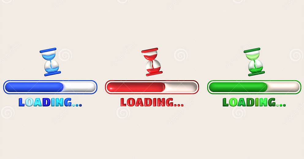 Loading Bar and Hourglass Progress Visualization Loading Status ...