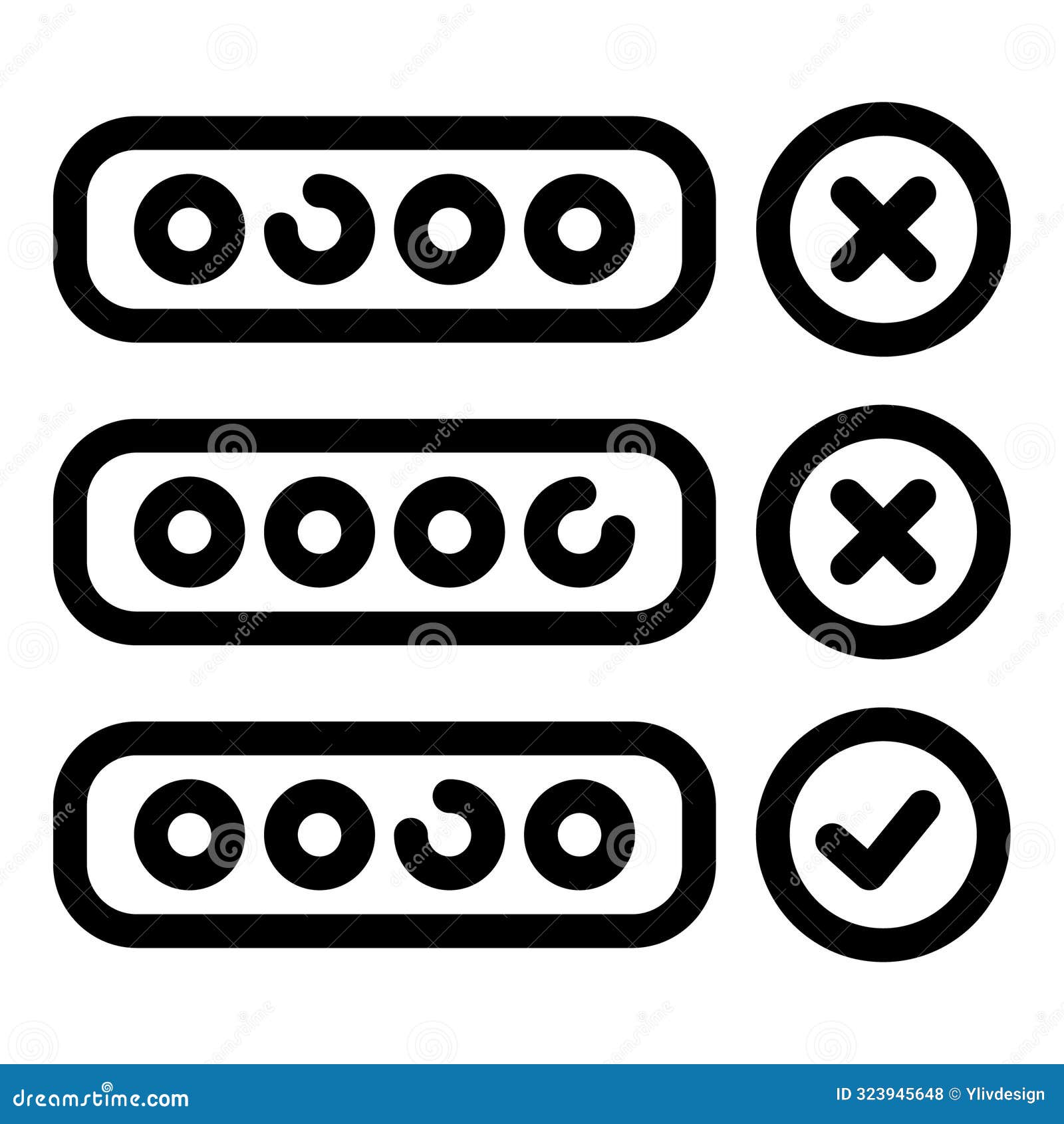 Checkmark Cross Vector Icons Isolated On White Background. Green Red ...