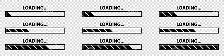 Loading Bar Icon Set - Vector Illustrations Isolated on Transparent ...