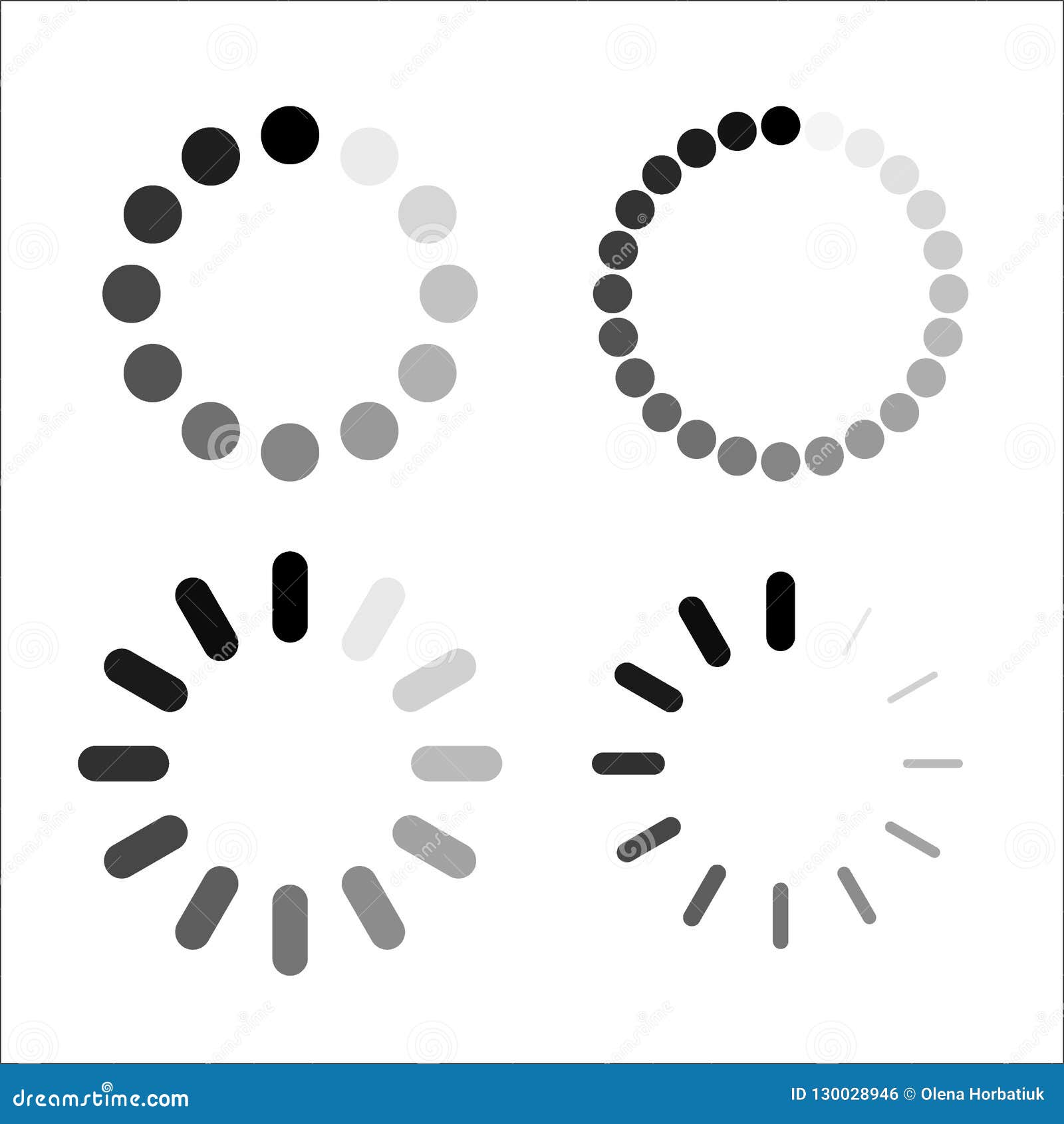 Loading Bar Icon Set, Vector Symbol in Outline Flat Style Isolated on ...