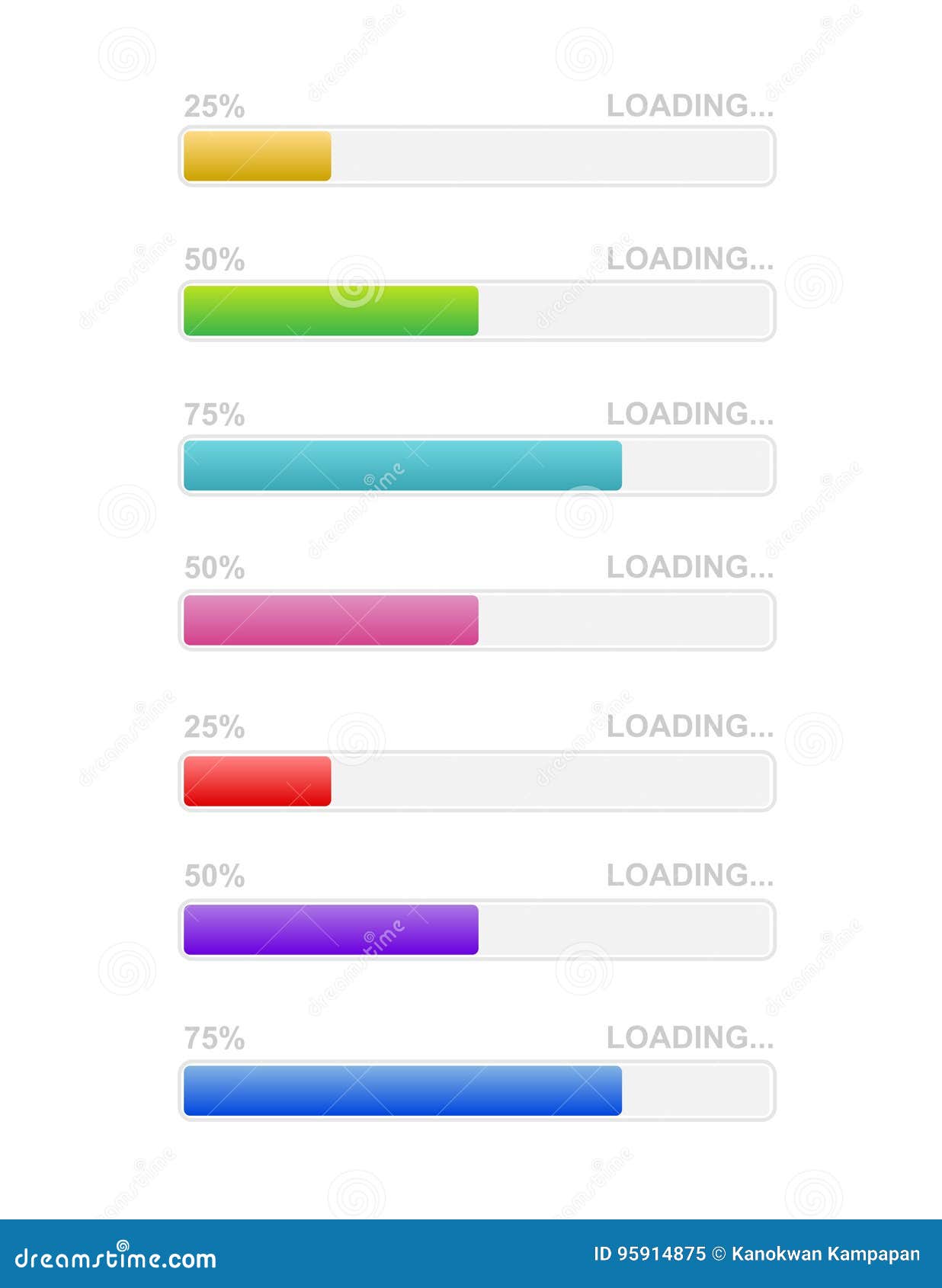 Loading Bar Icons. Percentage Downloading, Uploading, Vector ... Loading Bar Icons. Percentage Downloading, Uploading, Vector ...