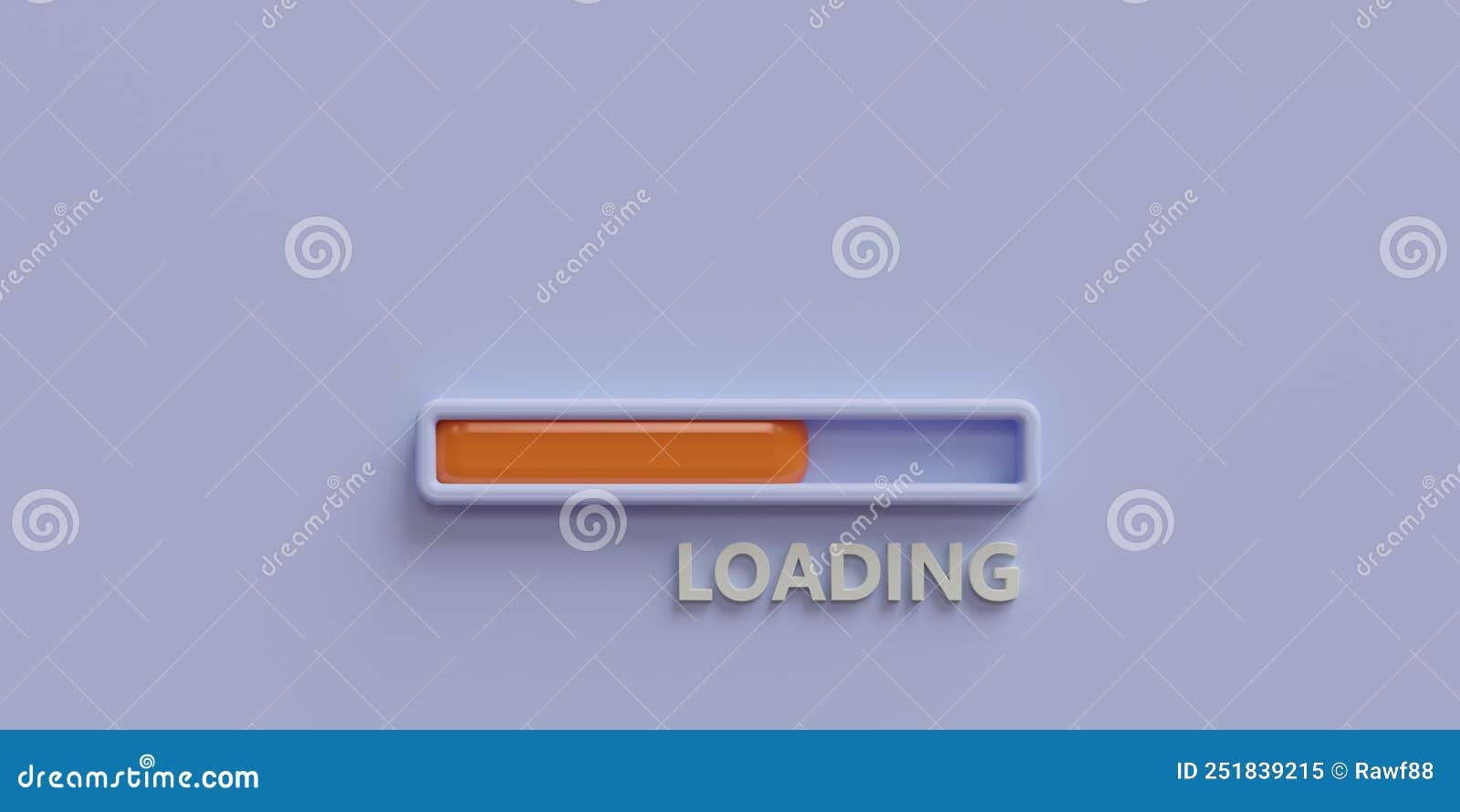 Loading Bar with Orange Color Sign on Blue Background. Informing about ...