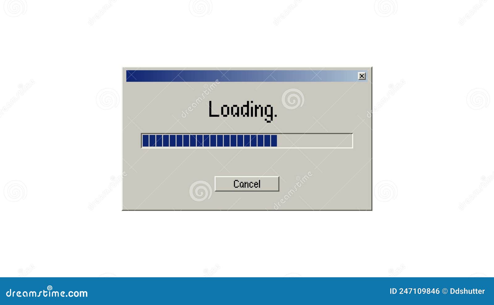 Loading Data Window with Progress Bar Animation. Retro Style. Motion ...