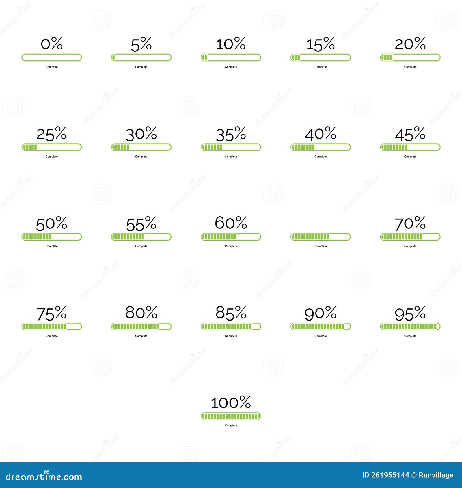 Loading Bar Progress Icons, Load Sign Green Vector Illustration. System ...