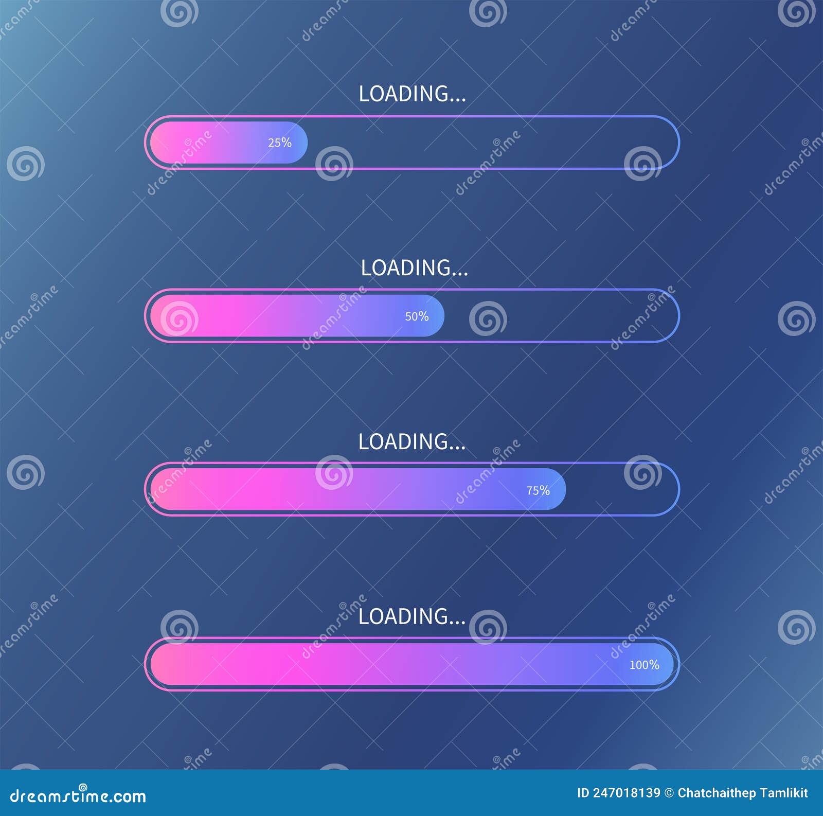 Loading Bar Progress Indicator with Percents. Load Sign. Flat Design ...