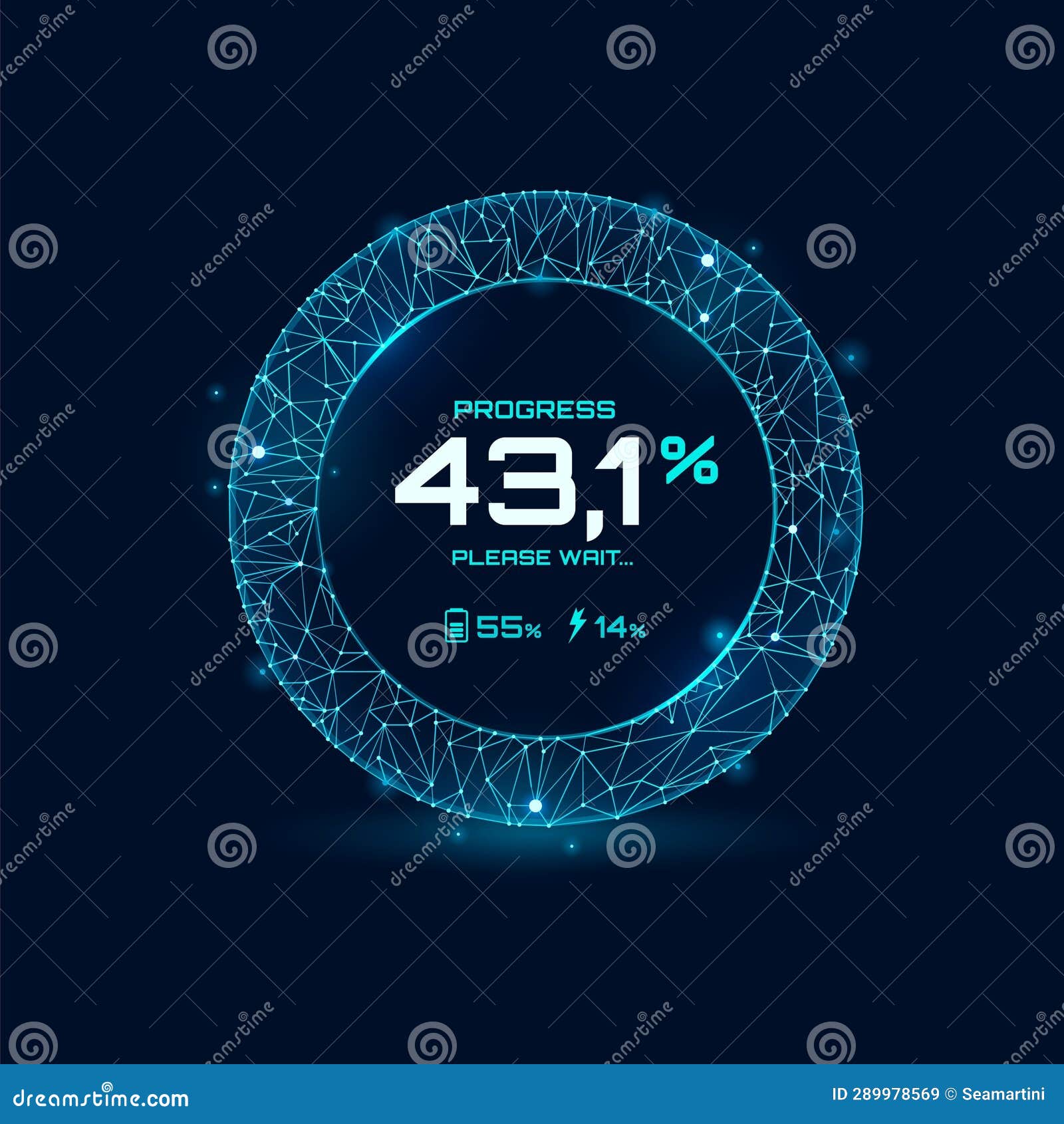 Loading Bar Progress Neon Dial, Speed Dashboard Stock Vector ...