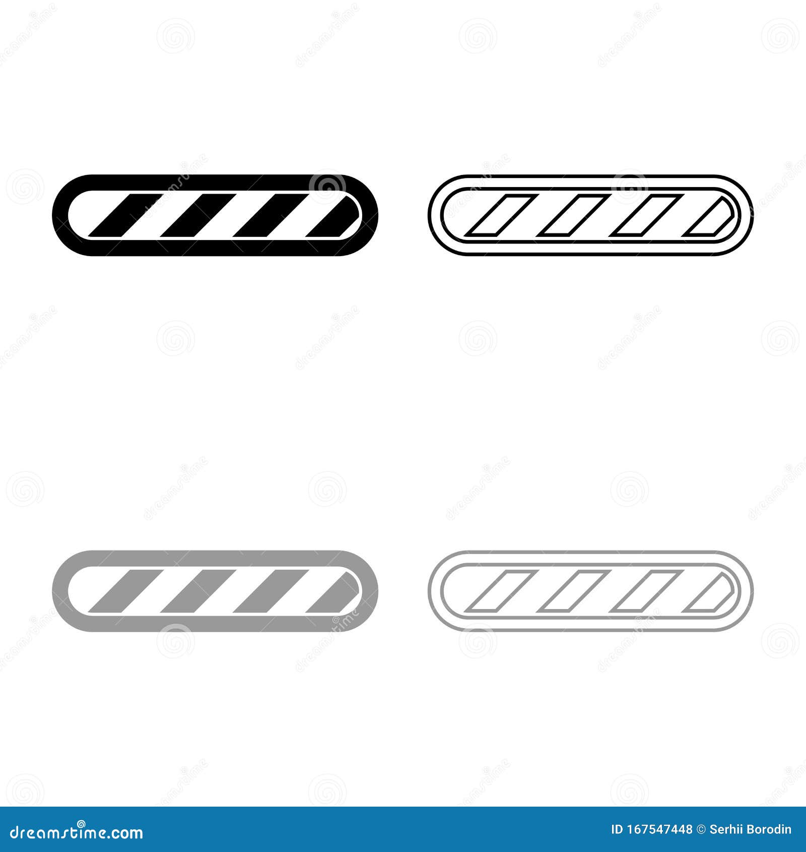 Loading Bar of Progress Status Icon Outline Set Black Grey Color Vector ...