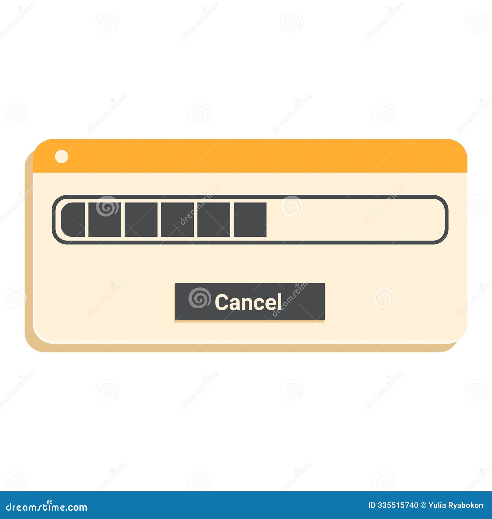 Loading Bar Showing Progress with Cancel Button on Website Window Stock Vector - Illustration of ...