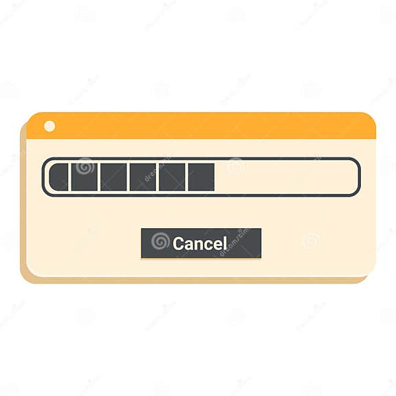 Loading Bar Showing Progress with Cancel Button on Website Window Stock Vector - Illustration of ...