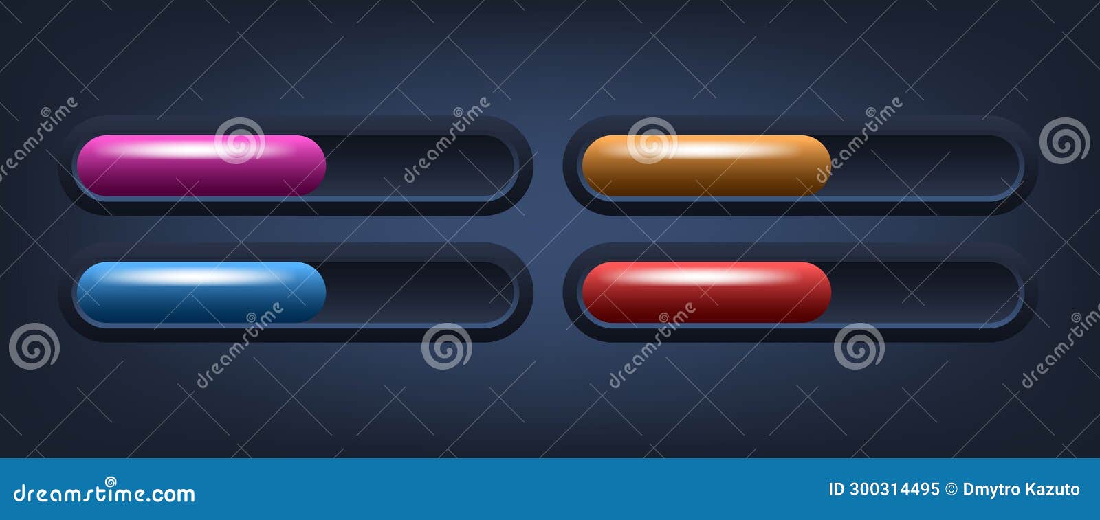 Loading Bar Or Slider Bar. Vector Clipart Isolated On Dark Background ...