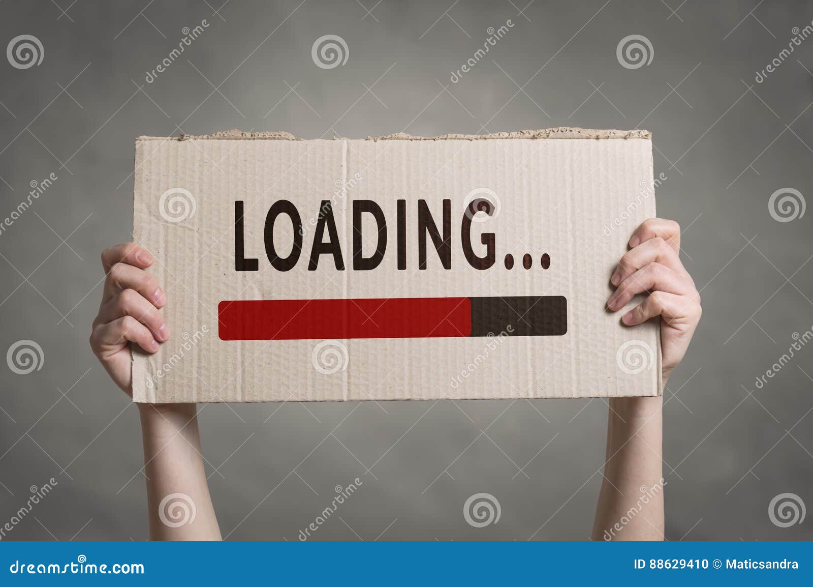 Loading bar text cardboard stock photo. Image of design - 88629410