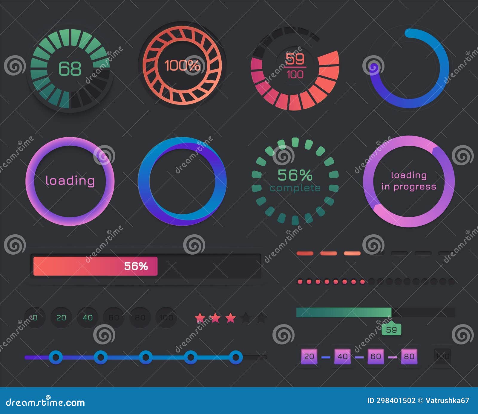 Loading Bar Ui. User Interface Progress Indicator, Mobile Phone Web ...