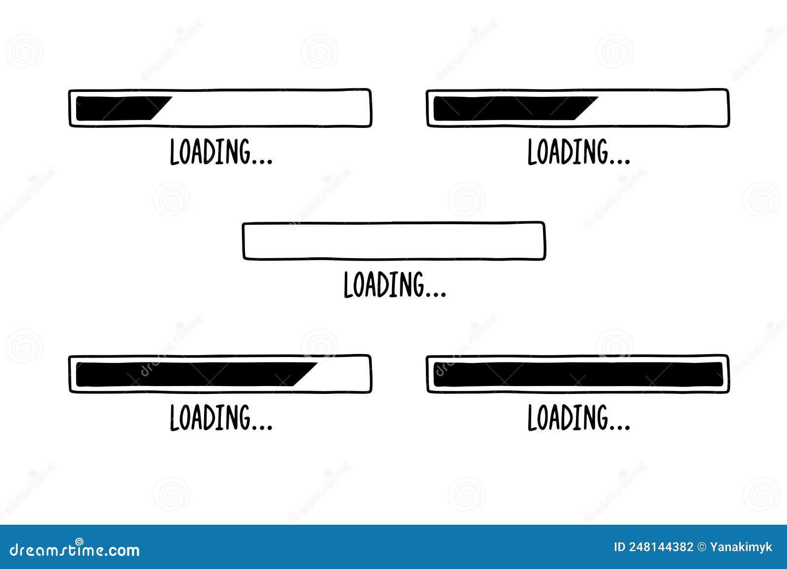 Loading Bars Drawn Hand. Set Outline Doodle Bars with Different Percent ...