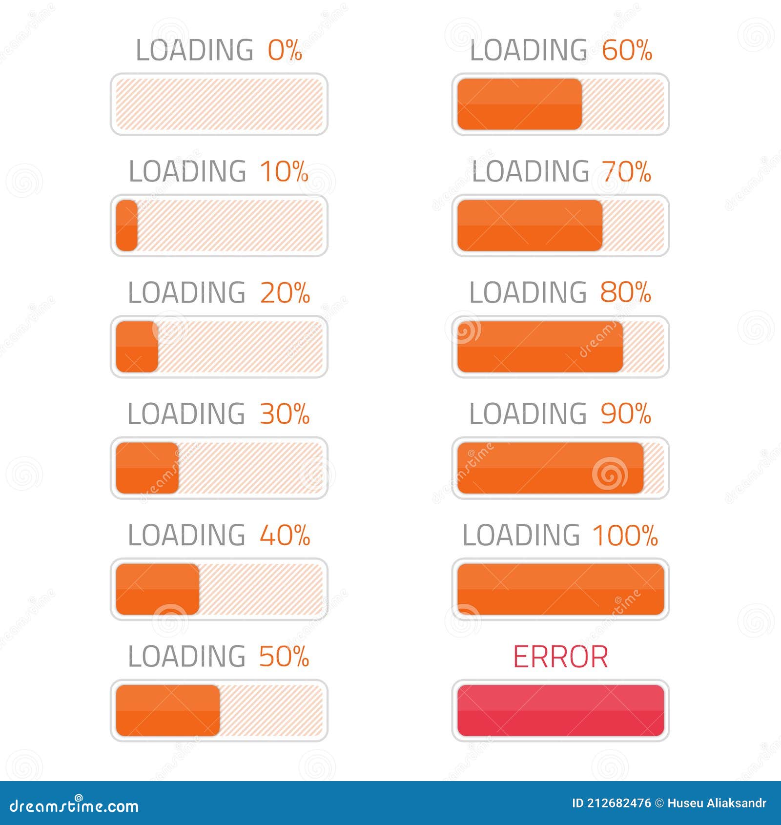 Loading bars elements set. stock vector. Illustration of computer ...