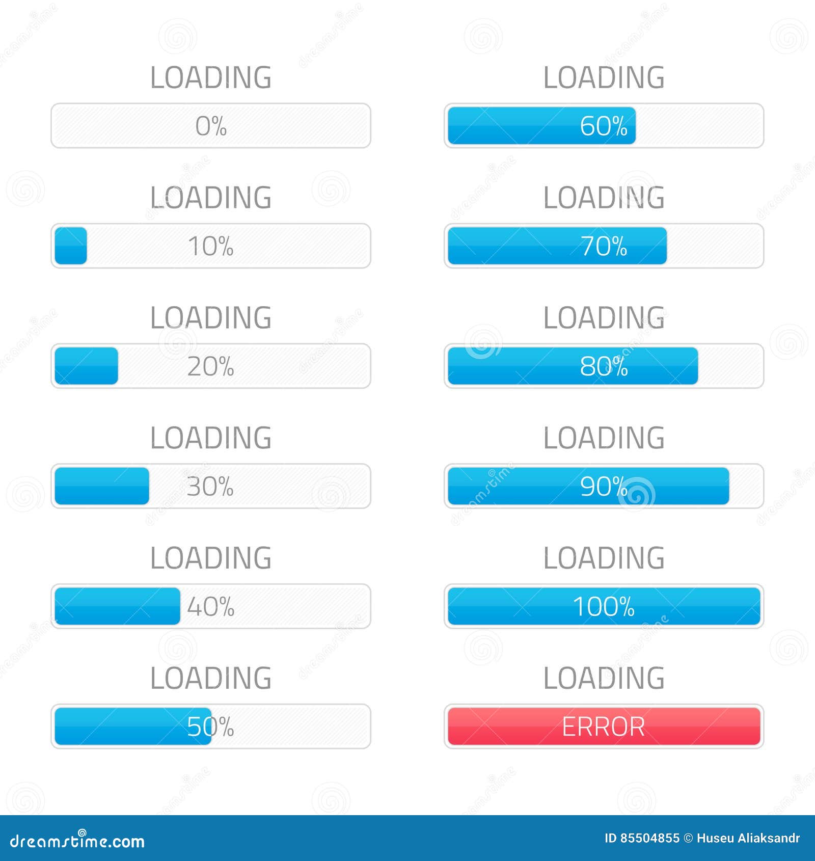 Loading bars elements set. stock vector. Illustration of icon - 85504855