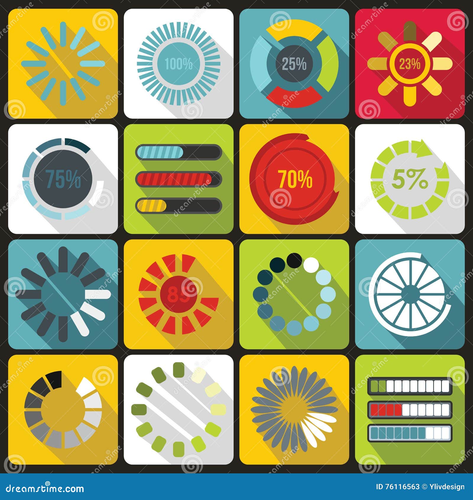 Loading Bars and Preloaders Icons Set, Flat Style Stock Vector ...