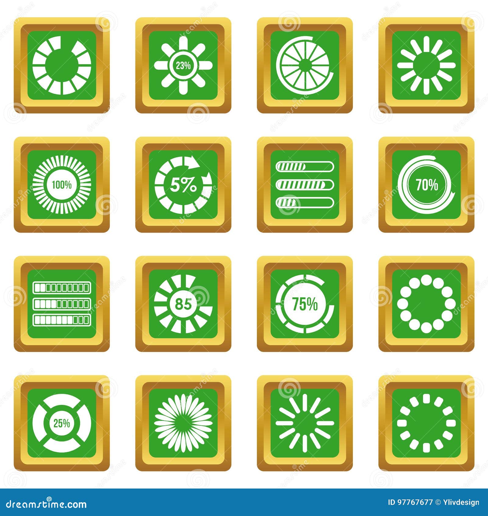 Loading Bars and Preloaders Icons Set Green Stock Vector - Illustration ...