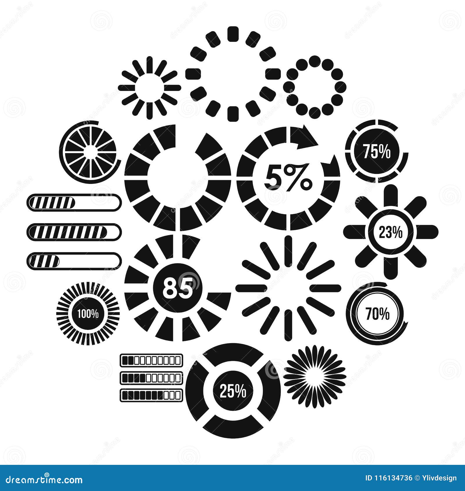 Loading Bars and Preloaders Icons Set Stock Vector - Illustration of ...