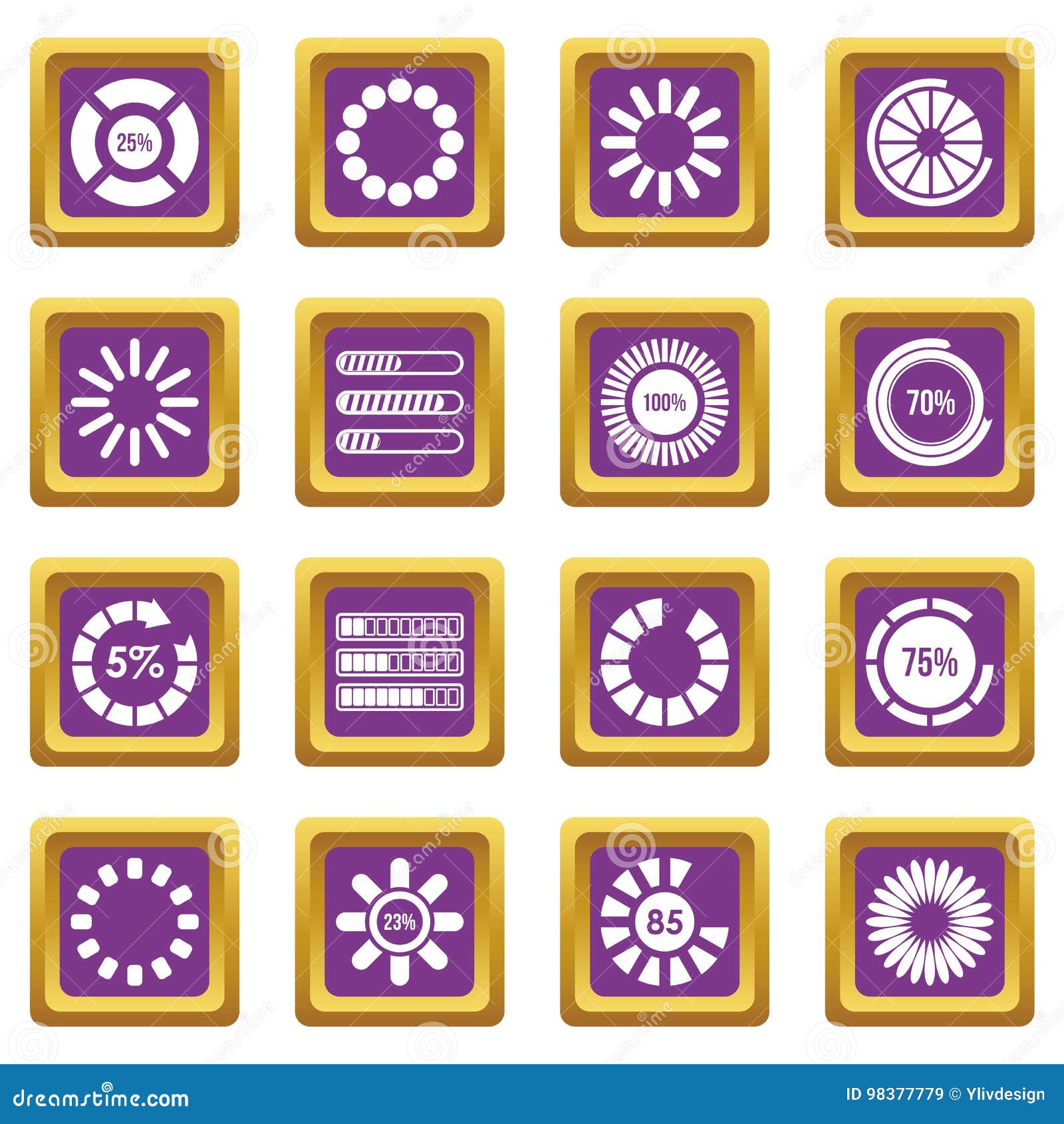 Loading Bars and Preloaders Icons Set Purple Stock Vector ...