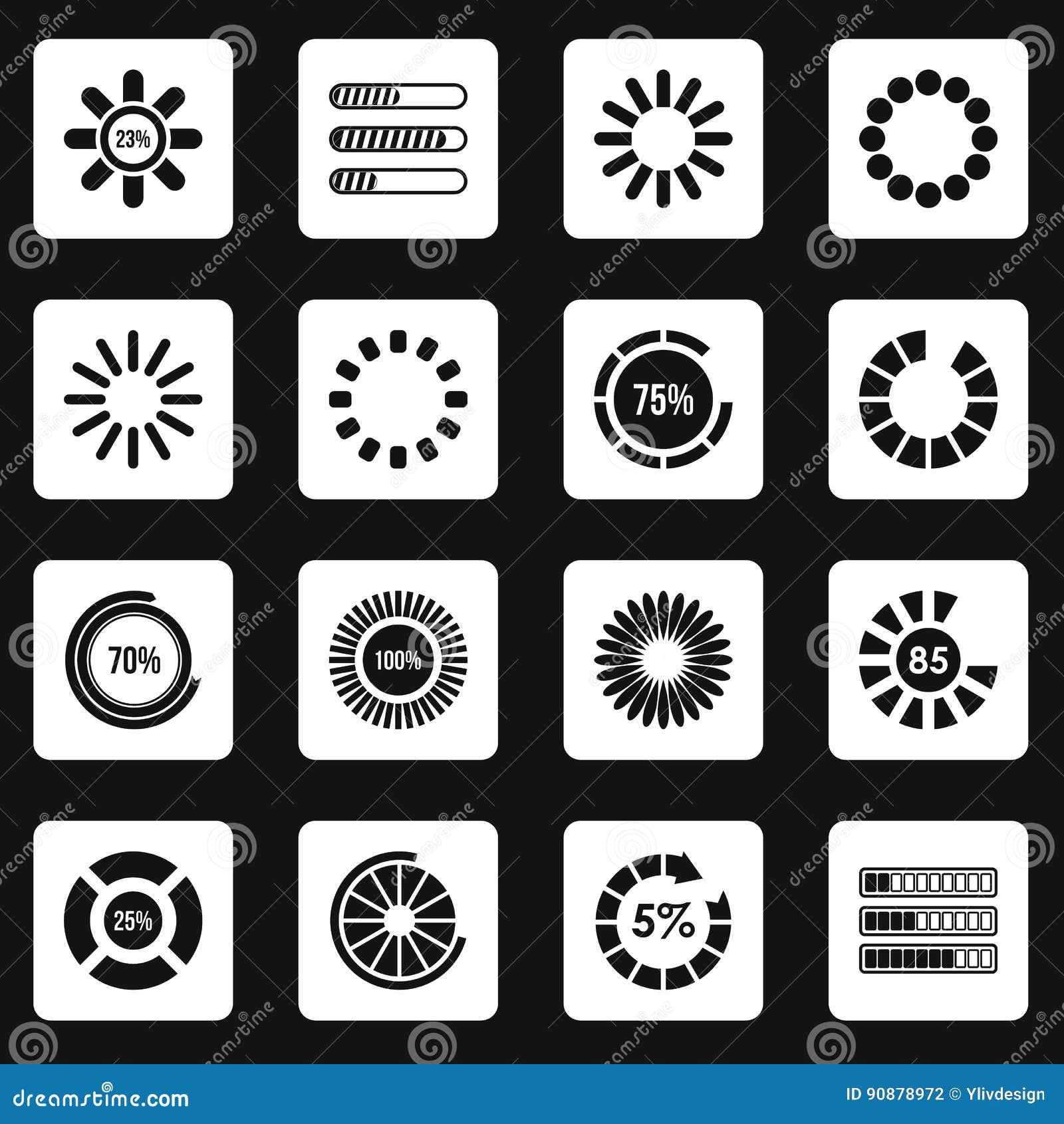 Loading Bars and Preloaders Icons Set Squares Stock Vector ...
